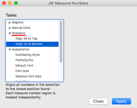 Ajuster la position des numéros de mesures dans une partie avec le plug ...
